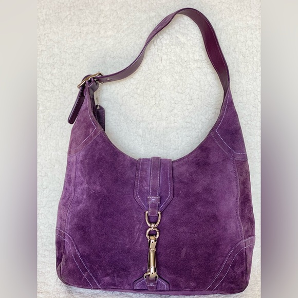 Coach | Bags | Coach Purple Suede Shoulder Bag | Poshmark